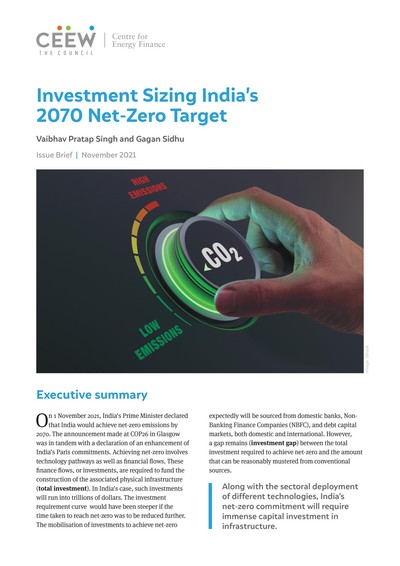 Investment Sizing India’s 2070 Net-Zero Target | CEF Publications