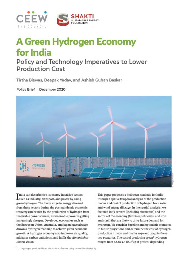 Research on Green Hydrogen Economy & Policy in India | CEEW