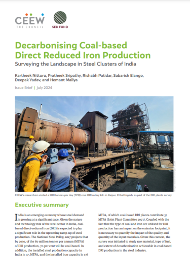 How can India Decarbonise Coal-based DRI Plants in Steel Making?